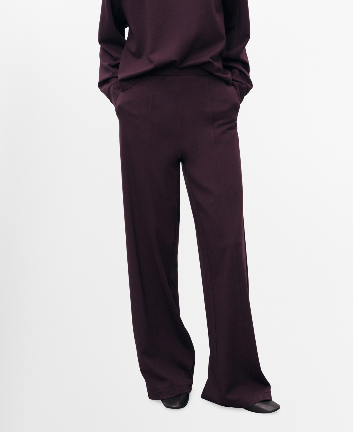 Click here for Mango Womens Elastic Waist Jogger Pants - Burgundy prices