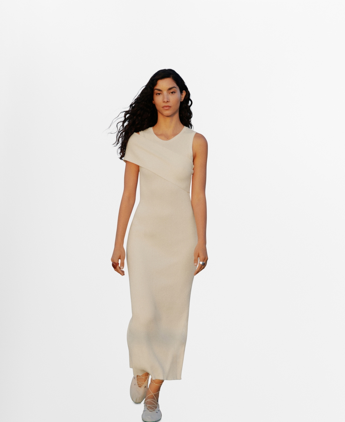 Click here for Mango Womens Asymmetrical Sleeves Knitted Dress -... prices