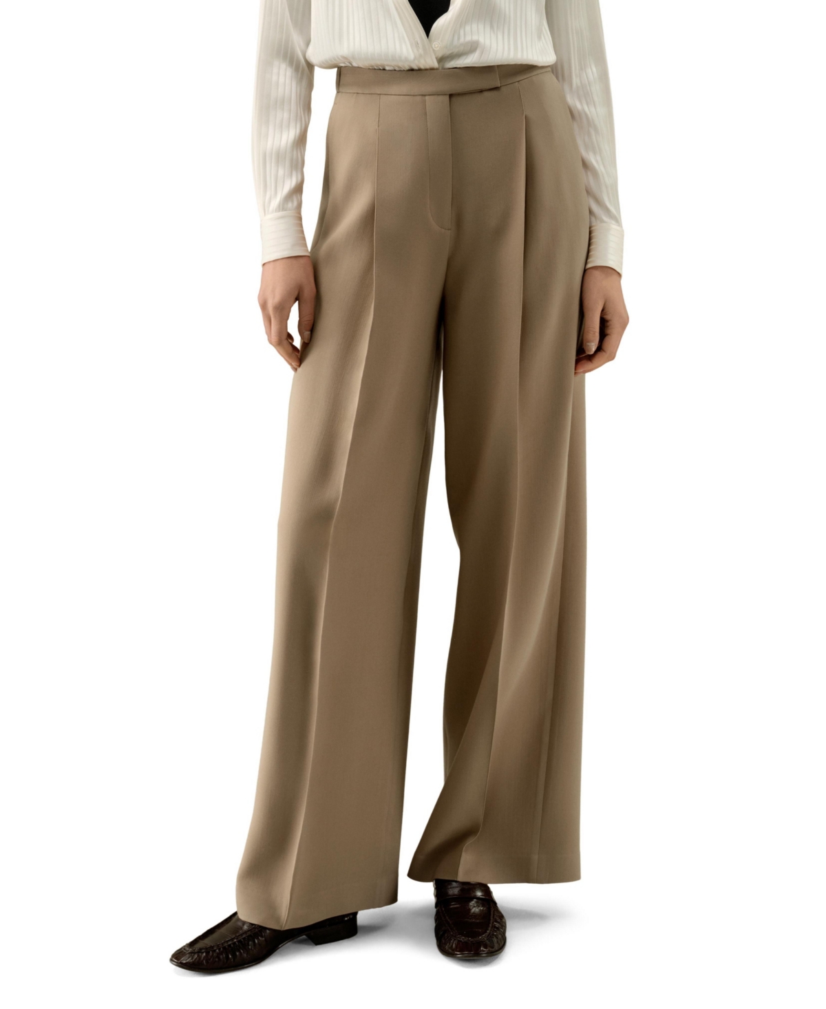 Click here for Lilysilk Womens Silk-Wool Pleated Wide-Leg Trouser... prices