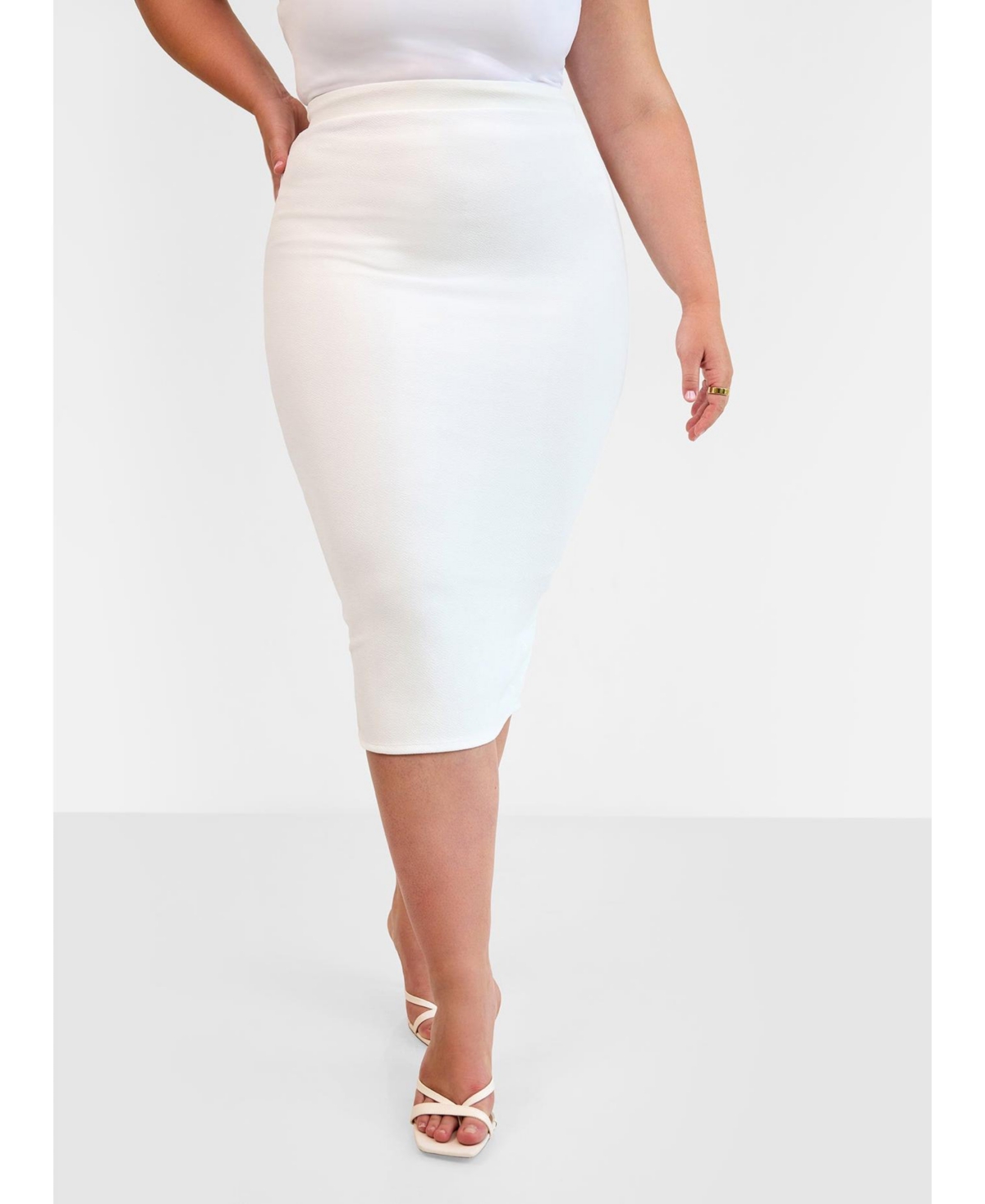 Click here for Rebdolls Womens Bodycon Midi Skirt - White prices