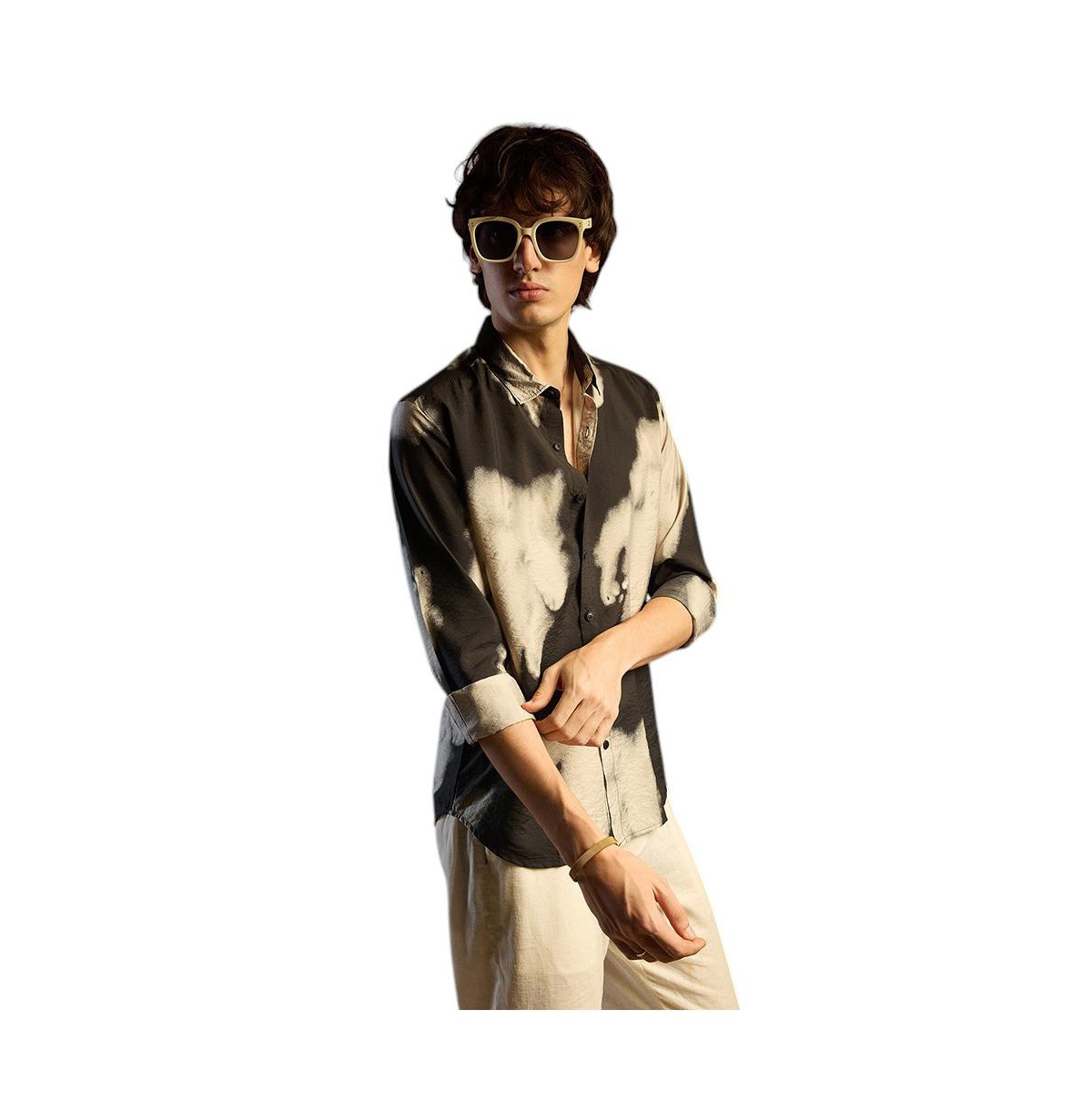 Click here for Campus Sutra Mens Contrast Dab Shirt - Black prices