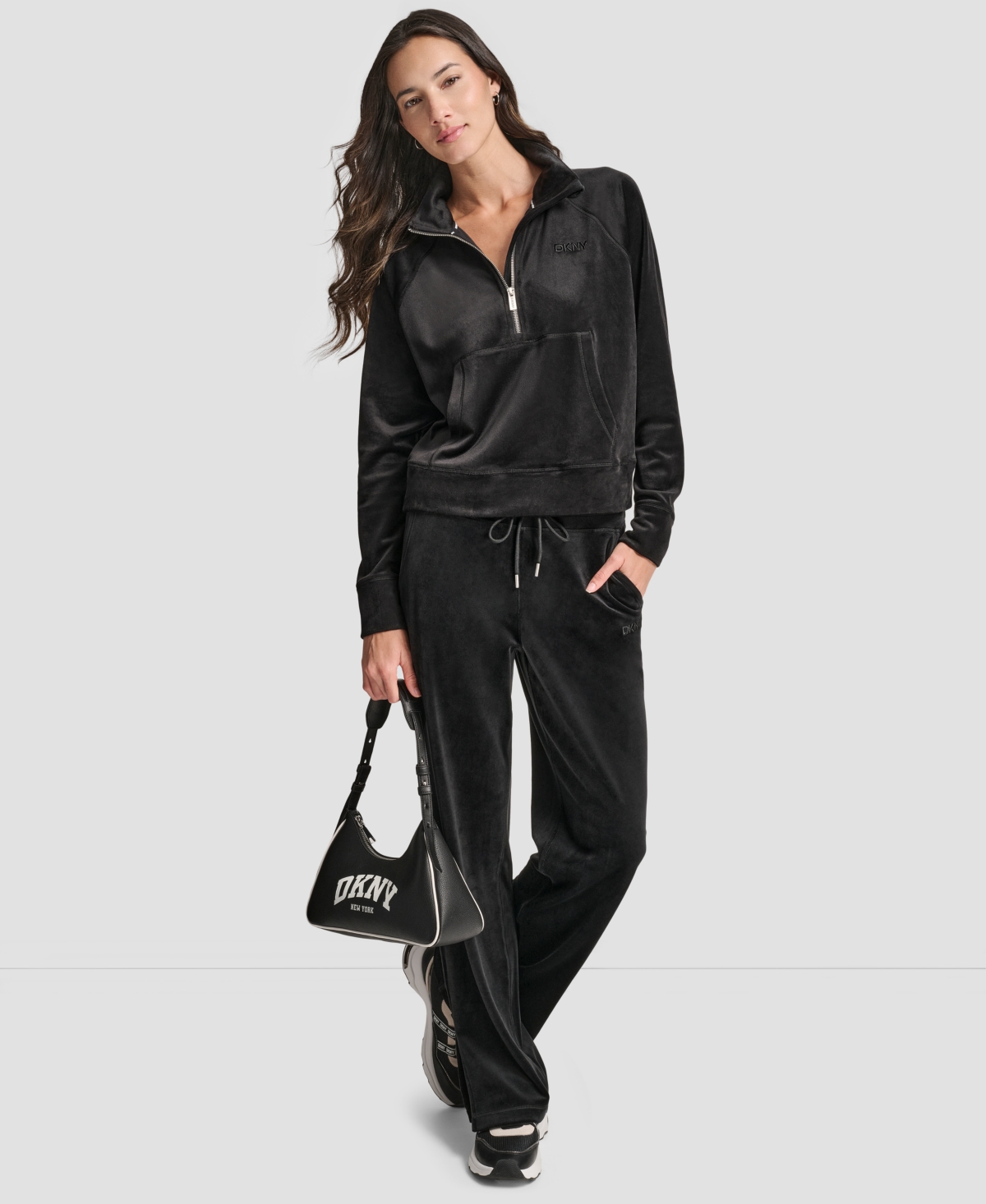 Click here for Dkny Womens Platinum Velour Embroidered Logo Sweat... prices