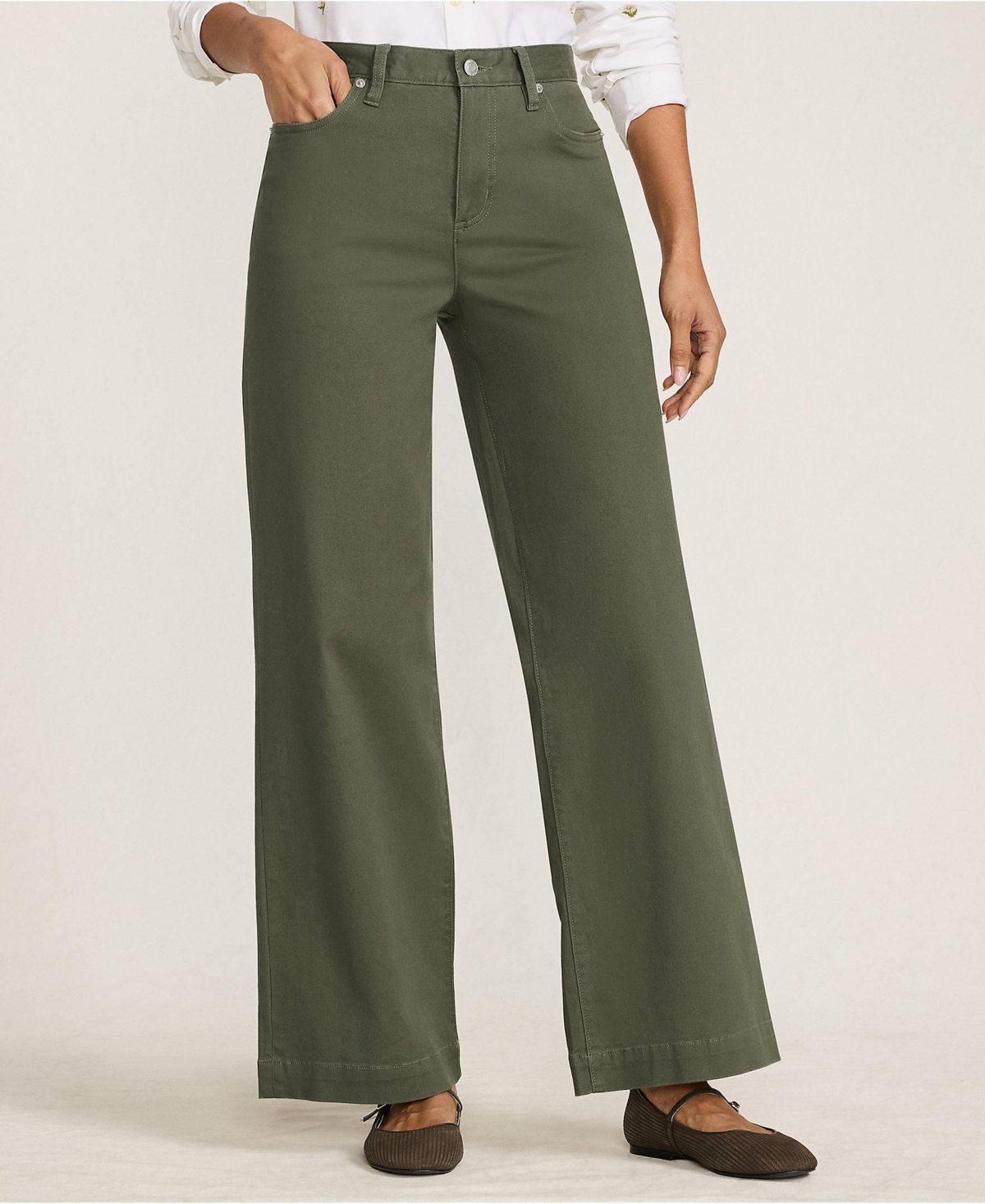 Click here for Lands End Womens High Rise 5 Pocket Wide Leg Chino... prices