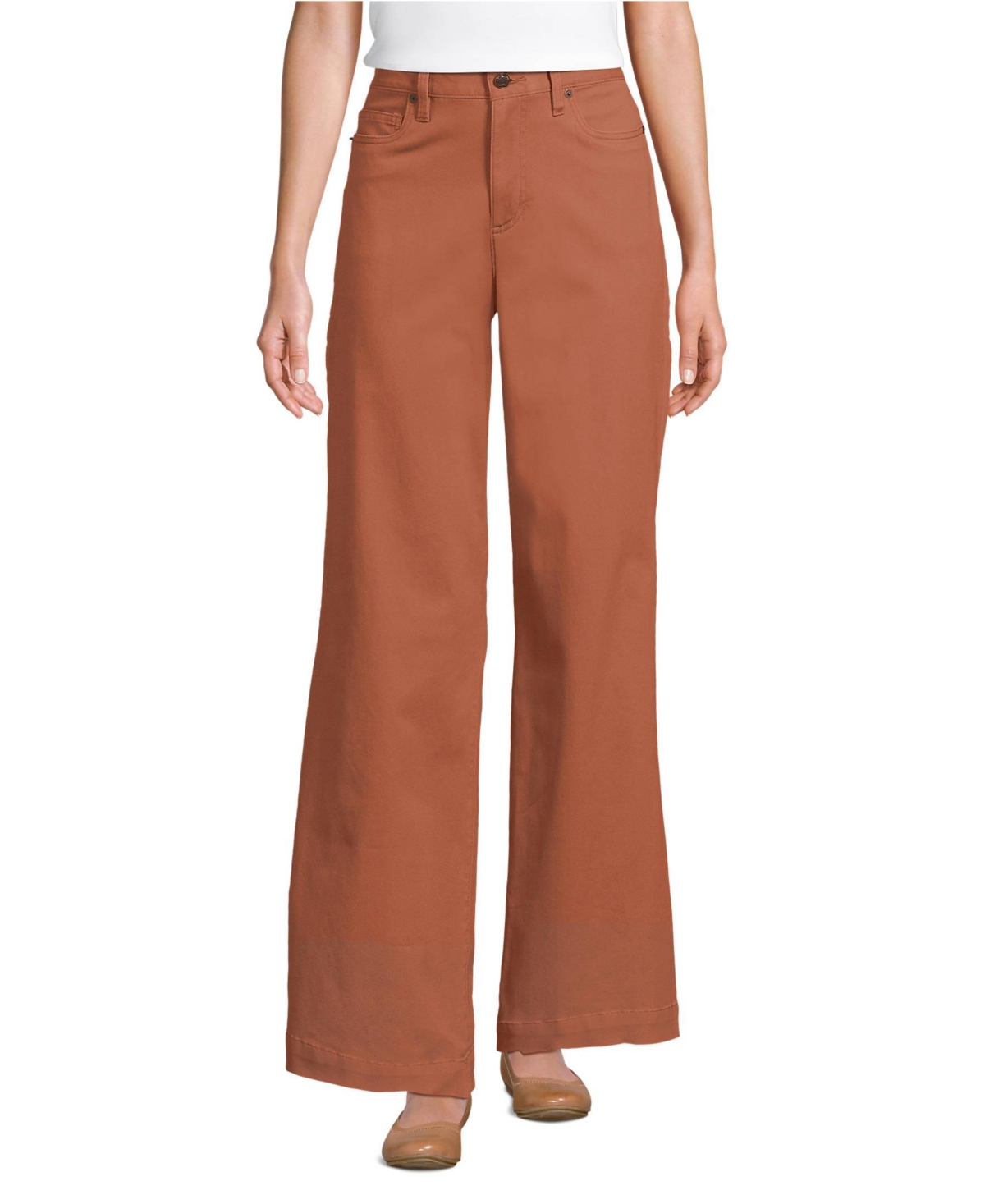 Click here for Lands End Womens High Rise 5 Pocket Wide Leg Chino... prices