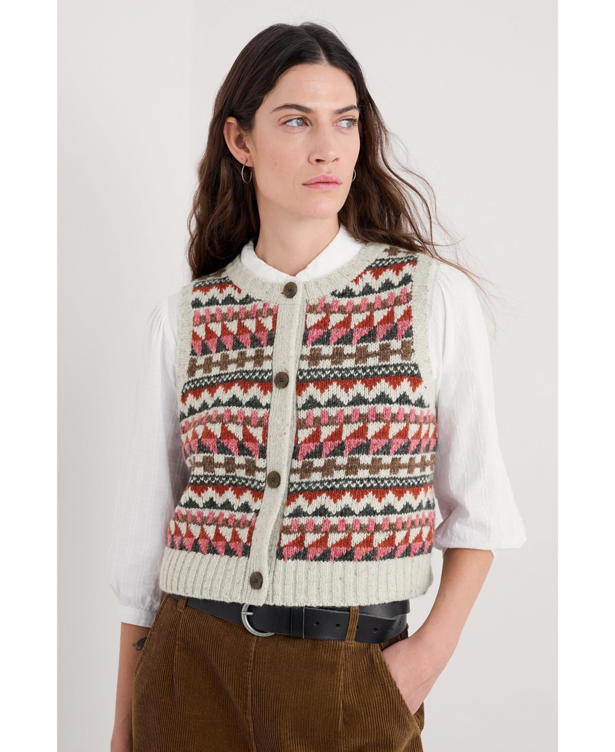 Click here for Seasalt Cornwall Womens Dawson Pick Vest - Zig zag... prices