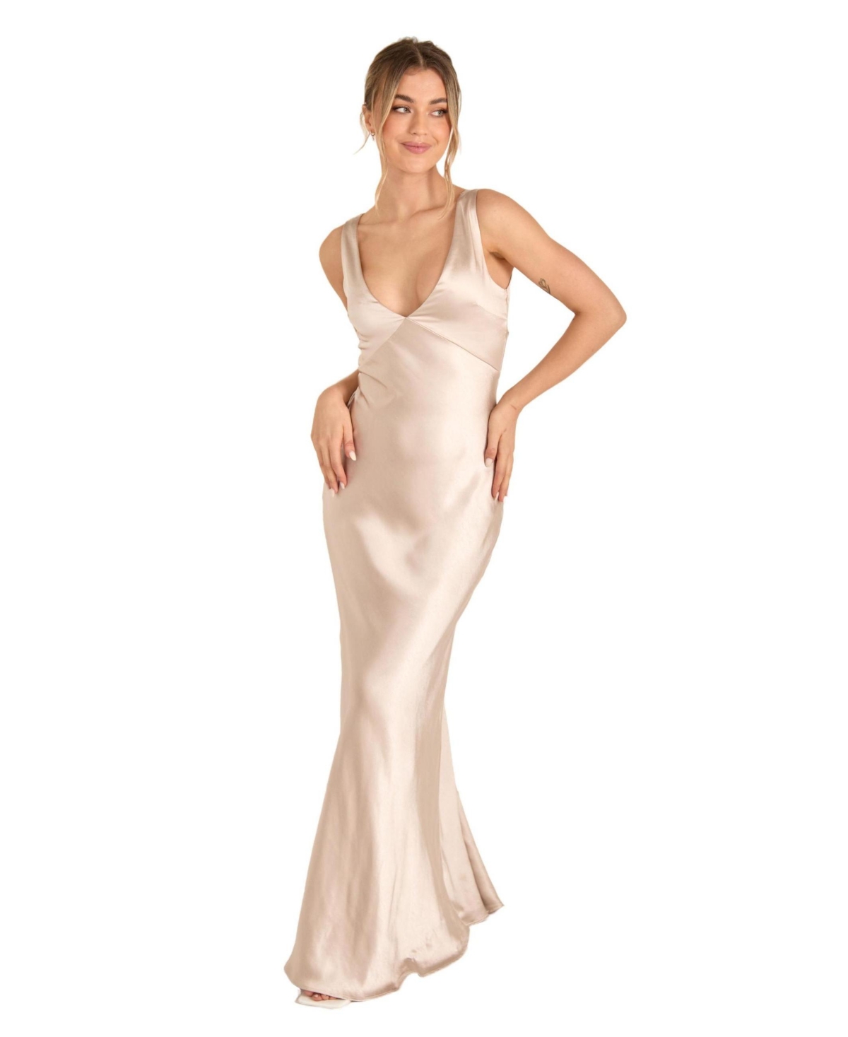 Click here for Six Stories Womens Twist Back Satin Bridesmaid Dre... prices