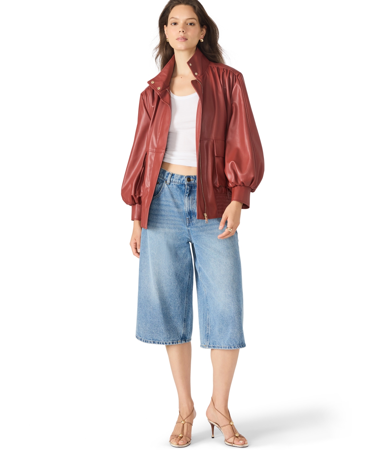 Click here for Steve Madden Womens High Collared Bomber Jacket -... prices