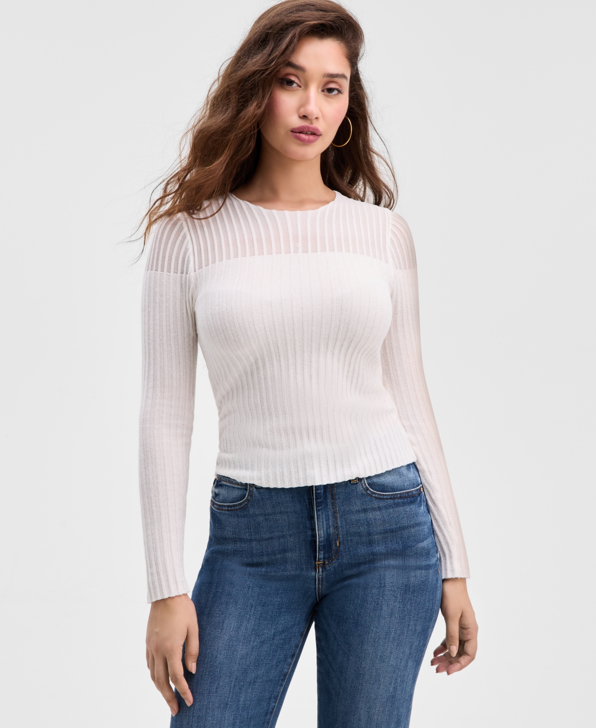 Click here for Guess Womens Rowena Ribbed Chenille Sweater - Dove... prices