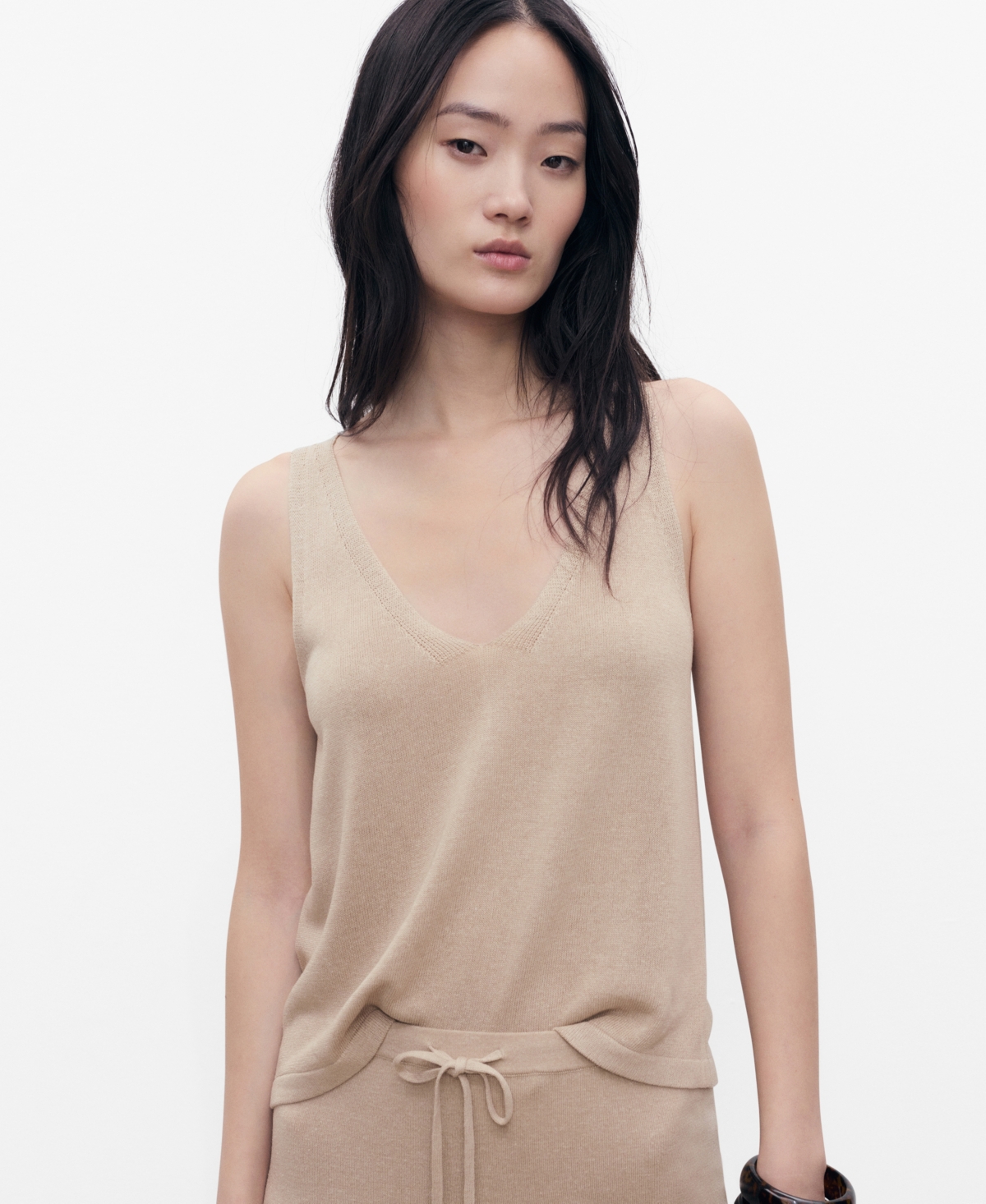 Click here for Mango Womens V-Neck Knit Top - Light  Pastel Grey prices
