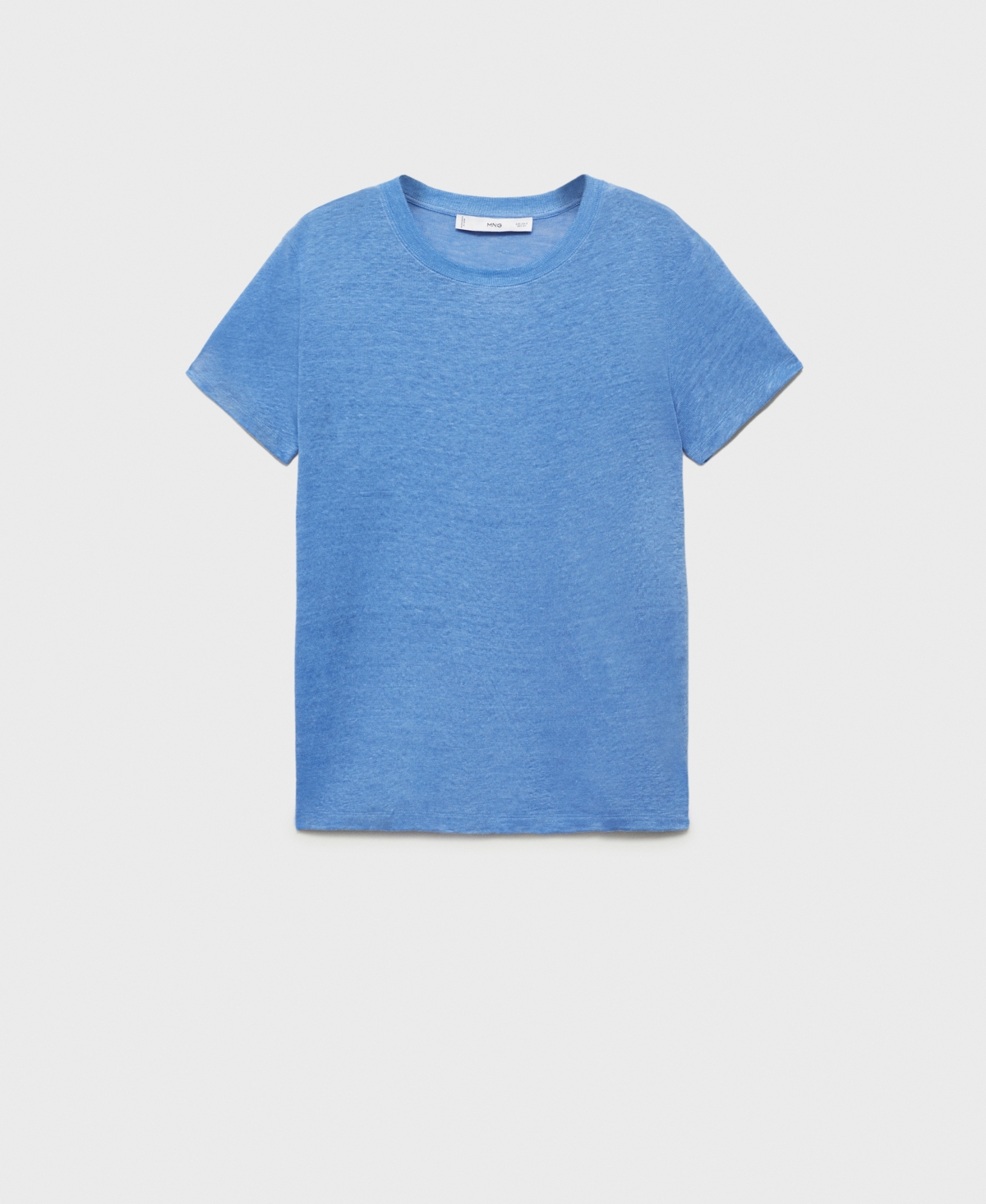 Click here for Mango Womens Short-Sleeved Linen T-Shirt - Sky Blu... prices