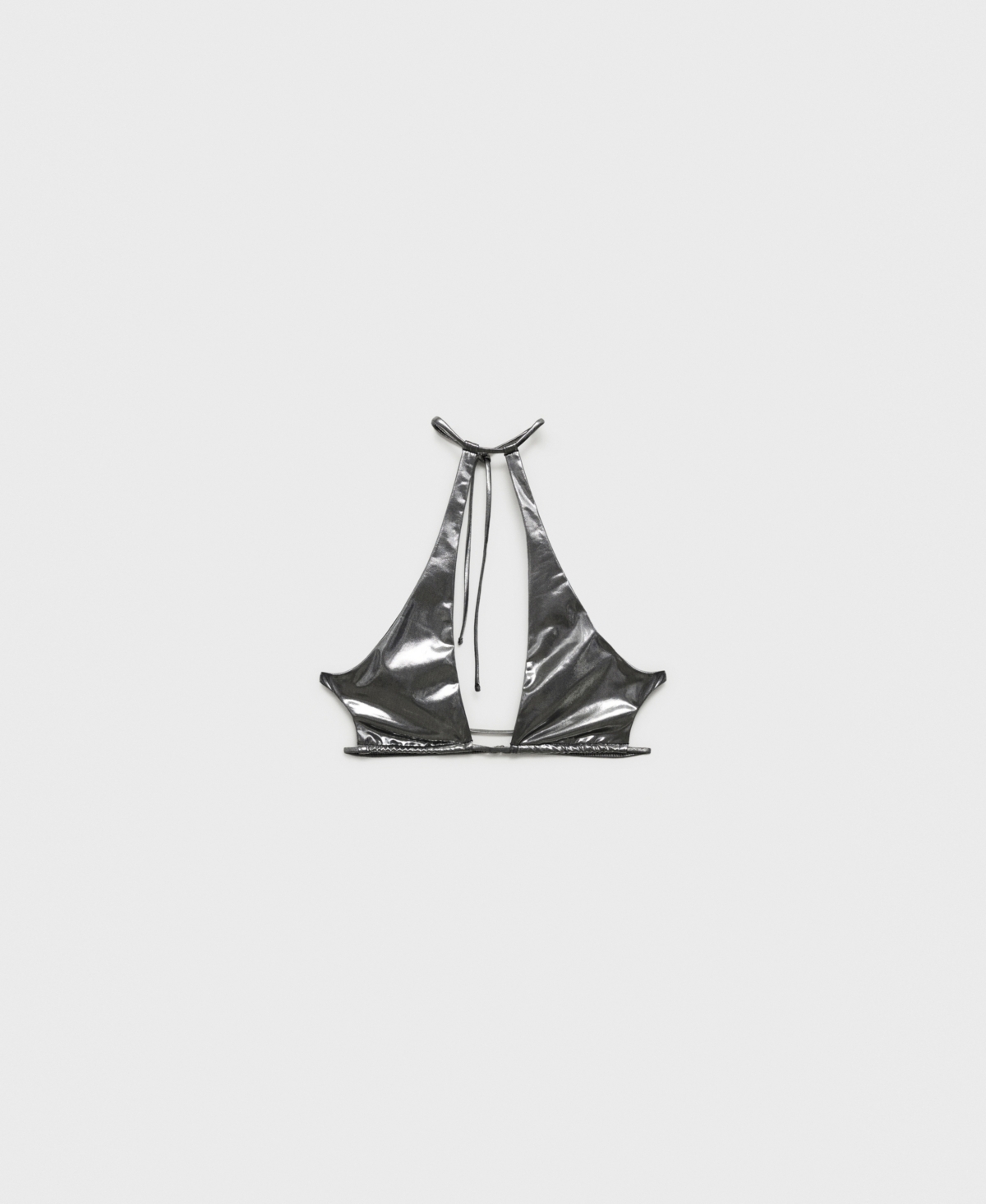 Click here for Mango Womens Metallic Cut-Out Bikini Top - Silver prices