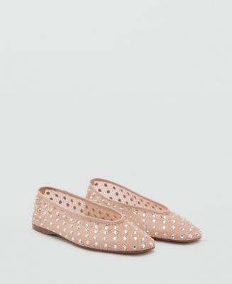 Mango Women's Mesh Strass Ballerina Flats - Macy's