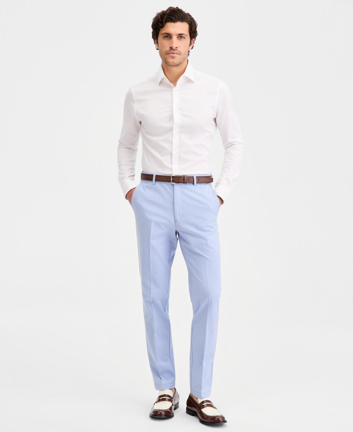 Click here for Michael Kors Mens Classic-Fit Cotton-Blend Dress P... prices