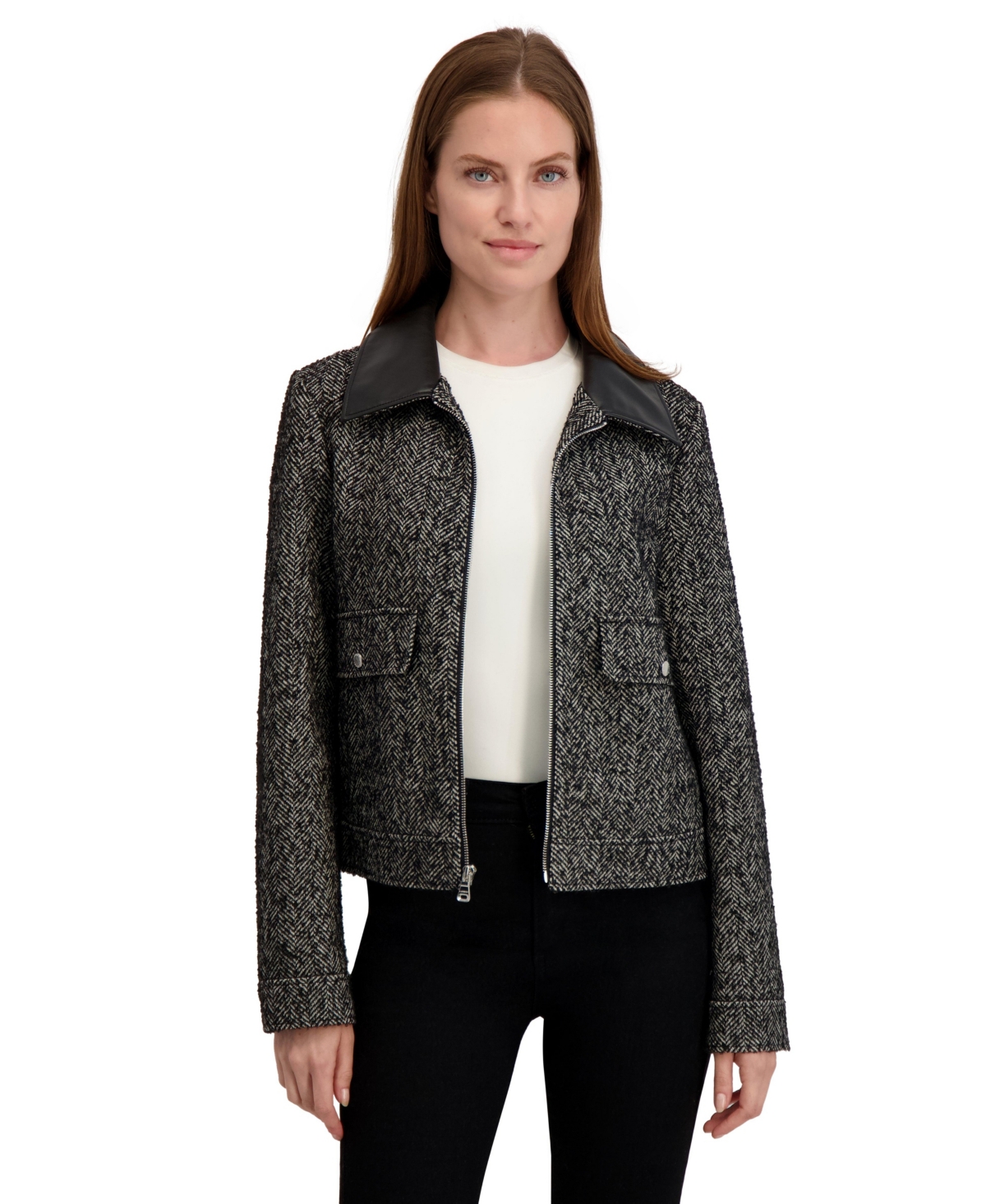Click here for Laundry By Shelli Sega Tweed-Textured Jacket - Bla... prices