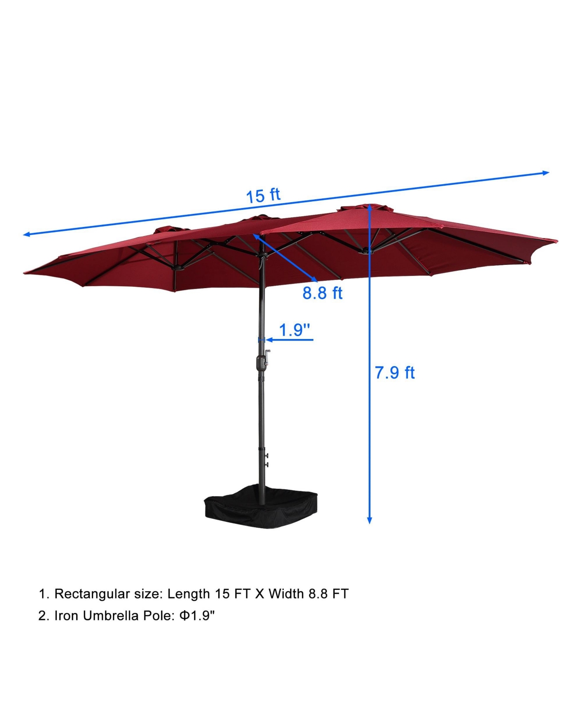 Click here for Clihome 15 ft. Steel Patio Umbrella  with Base and... prices