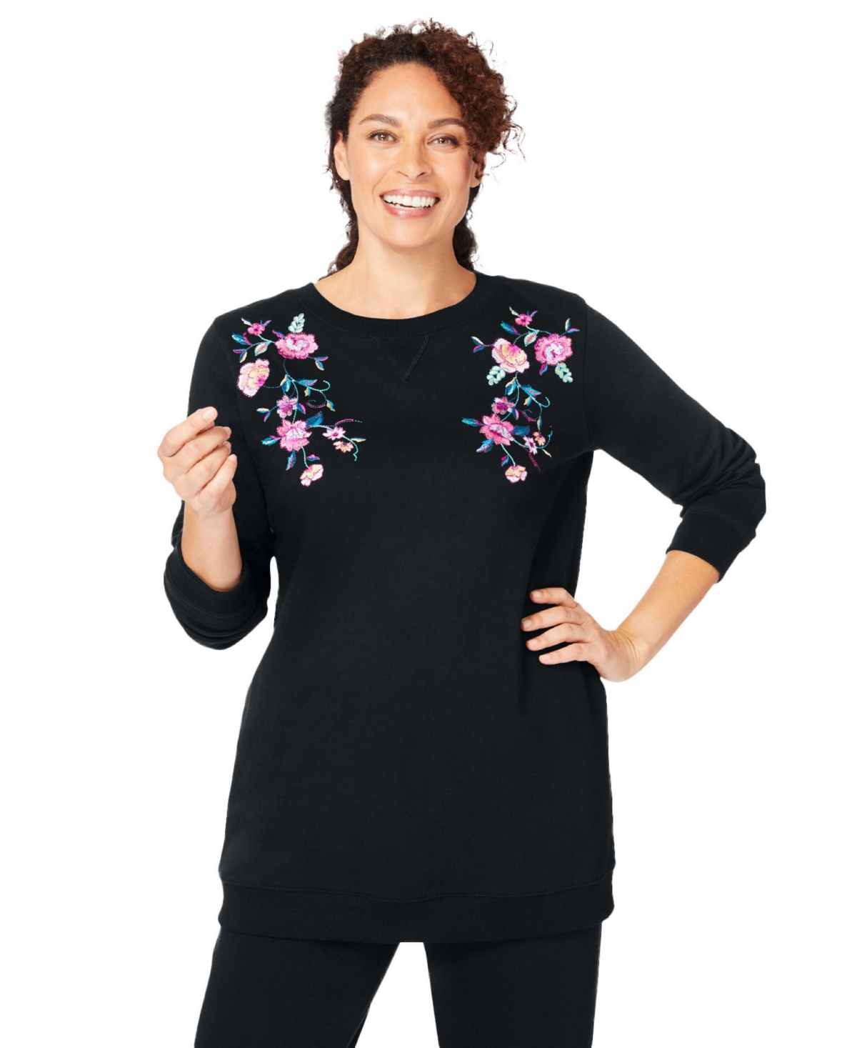 Click here for Woman Within Plus Size Fleece Sweatshirt - Black f... prices