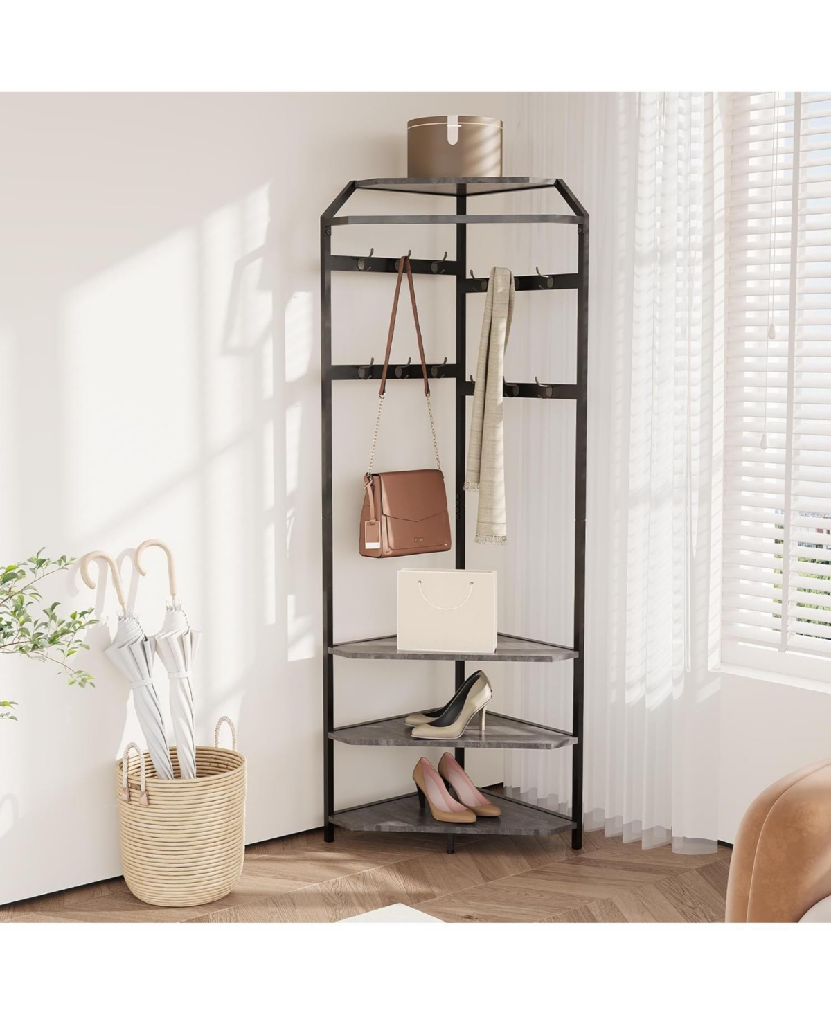 Click here for gaomon Corner Coat Rack with Shoe Bench Entryway a... prices