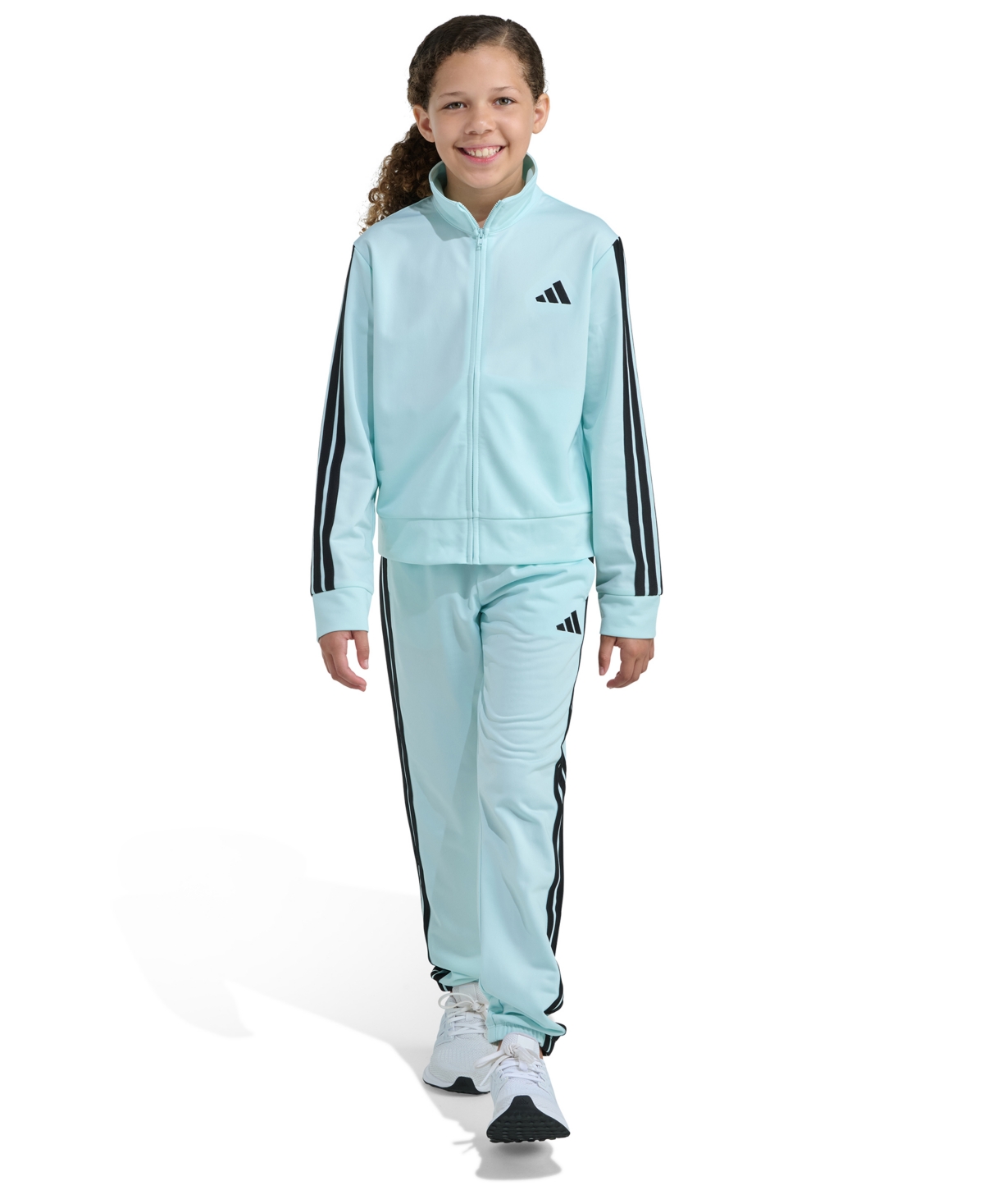 Adidas Big Girls S-xl Two Piece Event Tricot Full-Zip Jacket and Joggers Set - Halo Mint
