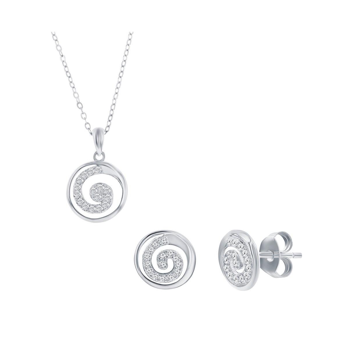 Click here for Sterling Silver  Pave Cz Swirl Design Necklace & E... prices