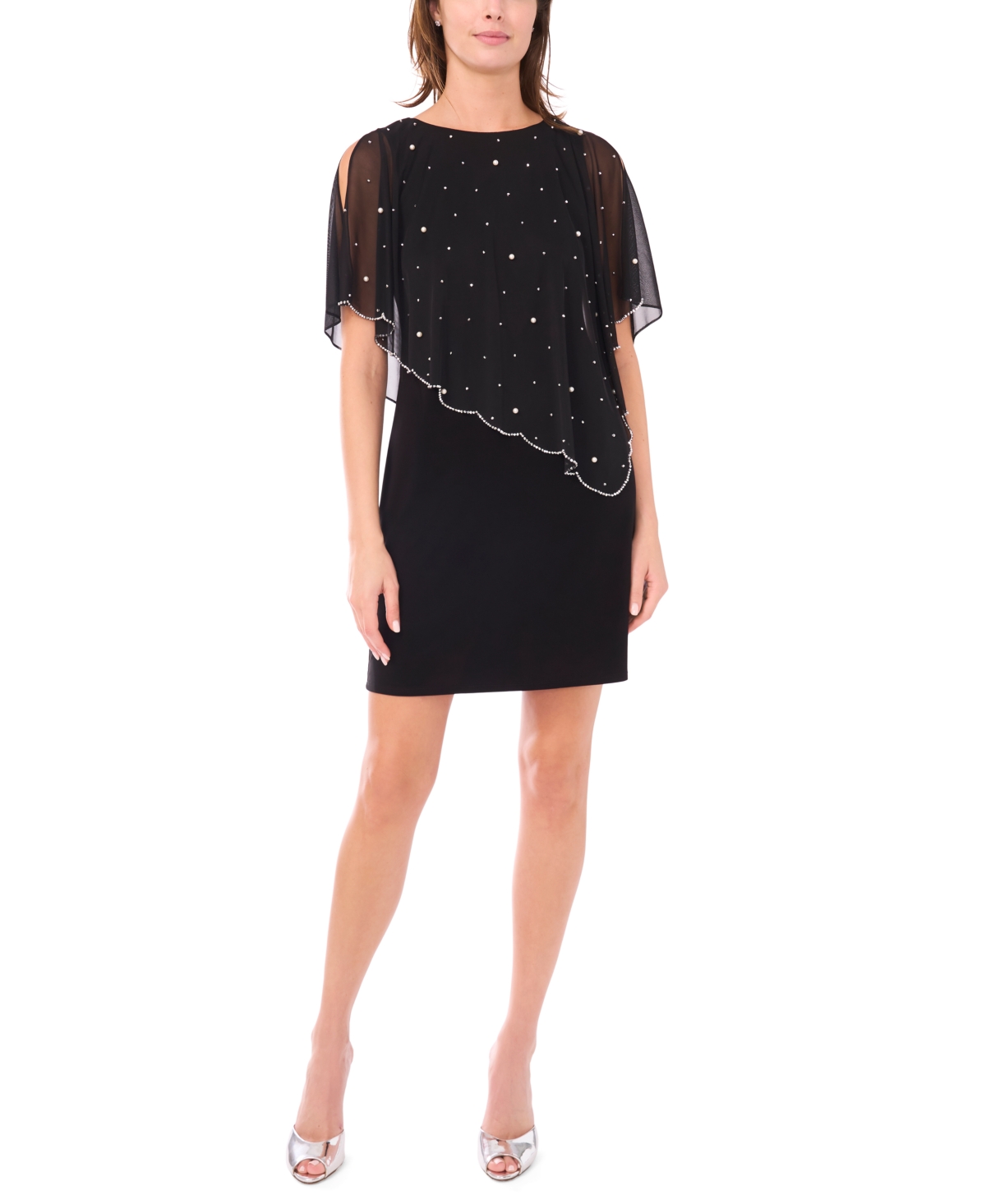 Click here for Msk Womens Beaded Overlay Crewneck Dress - BLACK prices