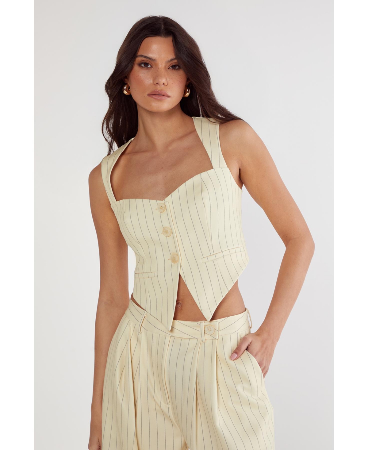 Click here for Nasty Gal Womens Pinstripe Tailored Vest - Butter prices