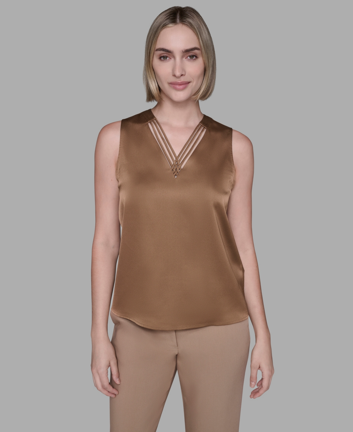 Click here for Karl Lagerfeld Paris Womens Sleeveless V-Neck Blou... prices