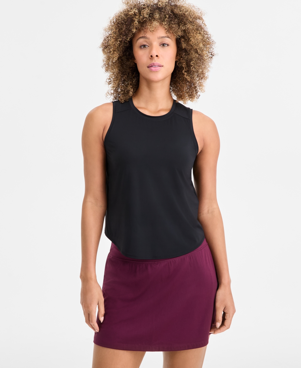Click here for Id Ideology Womens Crewneck Back-Slit Knit Tank To... prices