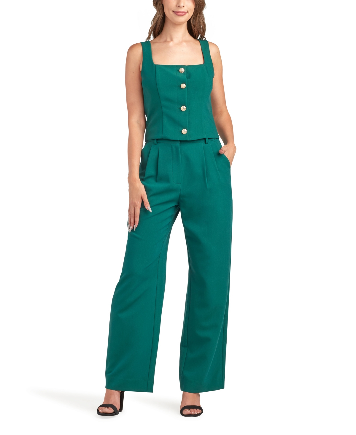 Click here for Bcx Womens Twill Pleated Wide Leg Pants - Evergree... prices