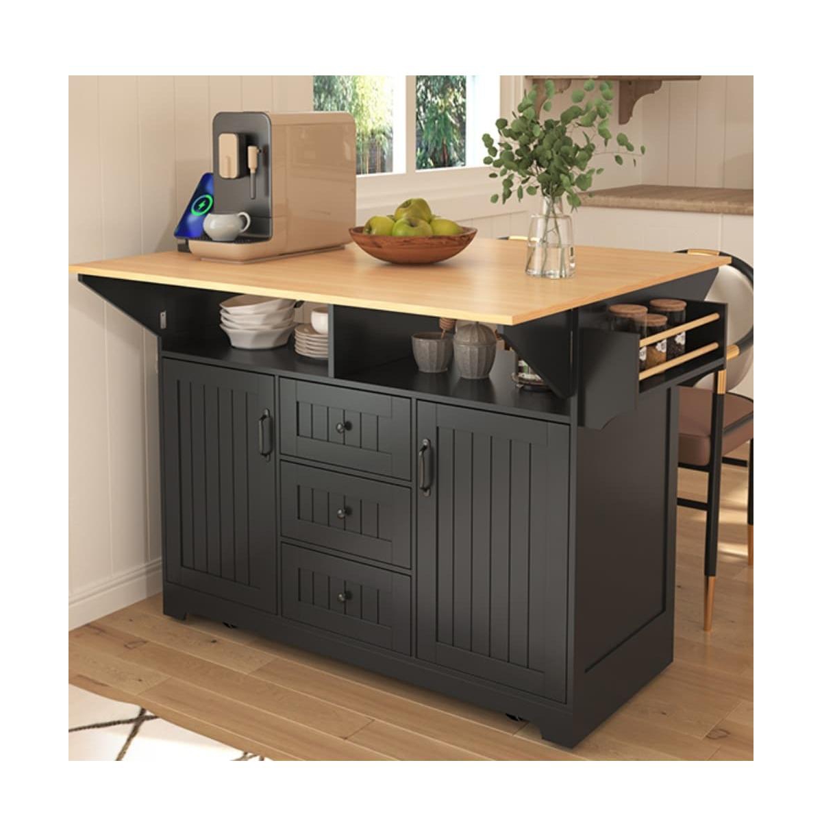Click here for 55.7 Rolling Kitchen Island with Dual Drop Leaves... prices