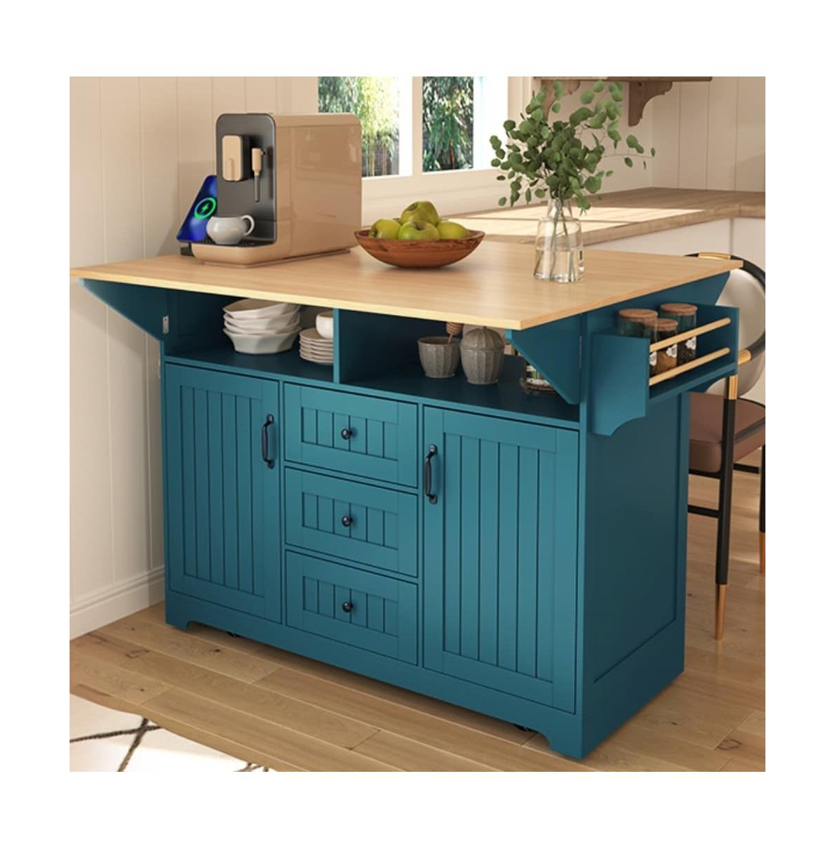 Click here for 55.7 Rolling Kitchen Island with Dual Drop Leaves... prices