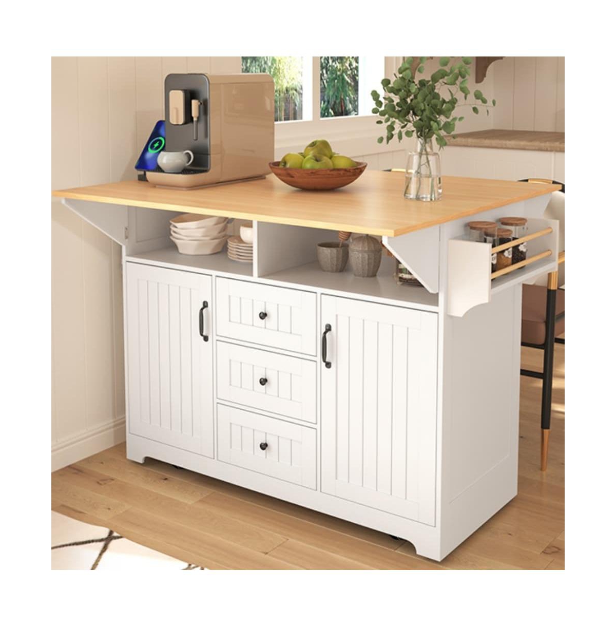 Click here for 55.7 Rolling Kitchen Island with Dual Drop Leaves... prices