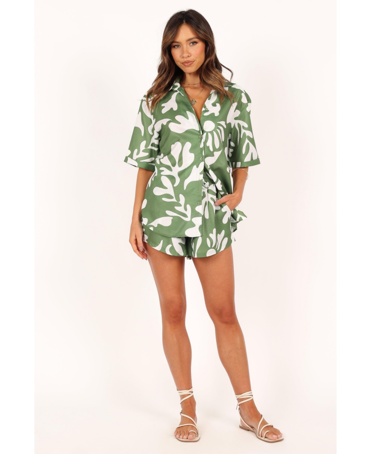 Click here for Petal and Pup Womens Payton Shirt - Green prices
