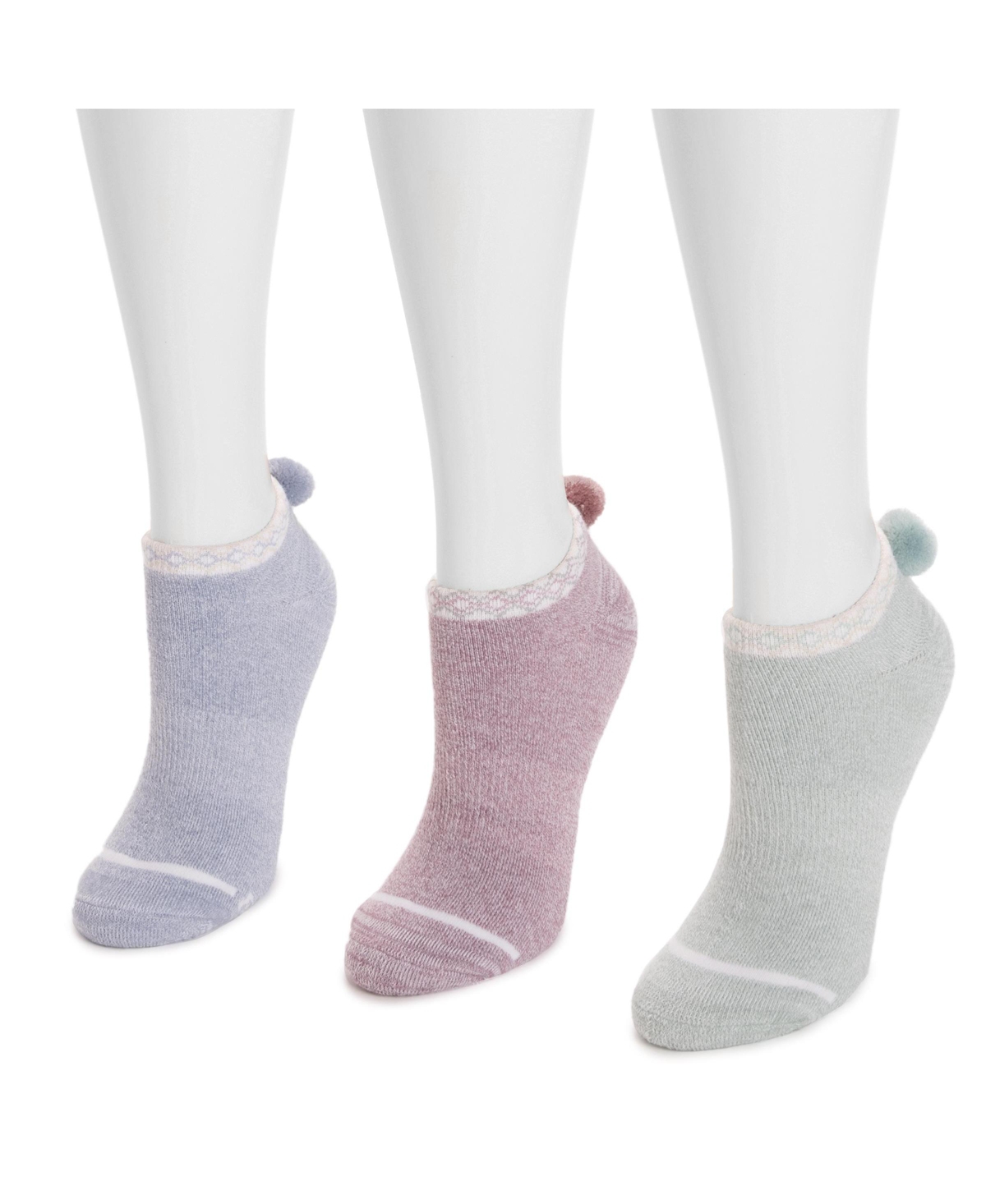 Click here for Muk Luks Womens 3 Pk Dream Step Low Cut w/Pom - Mu... prices