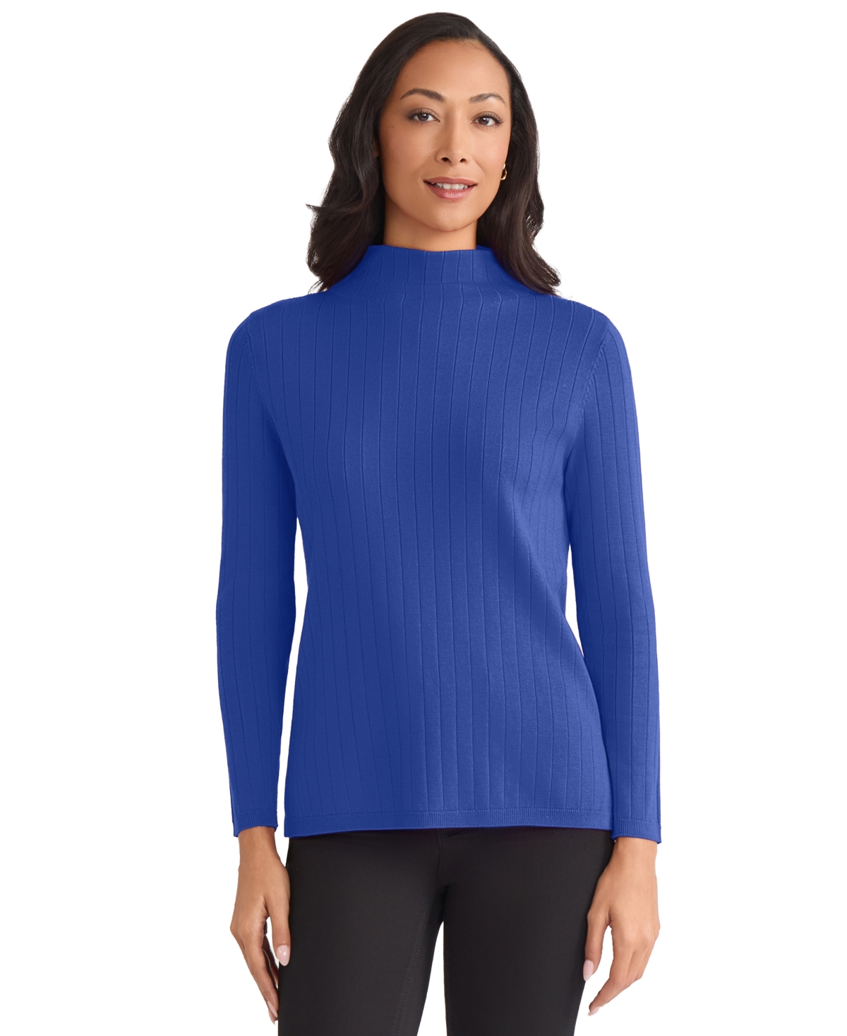 Click here for Jones New York Petite Wide-Rib Funnel Neck Sweater... prices