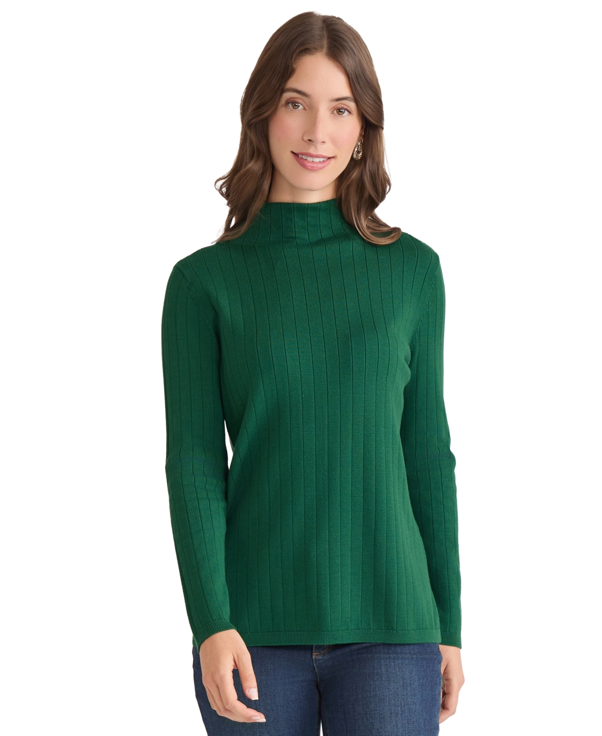 Click here for Jones New York Petite Wide-Rib Funnel Neck Sweater... prices