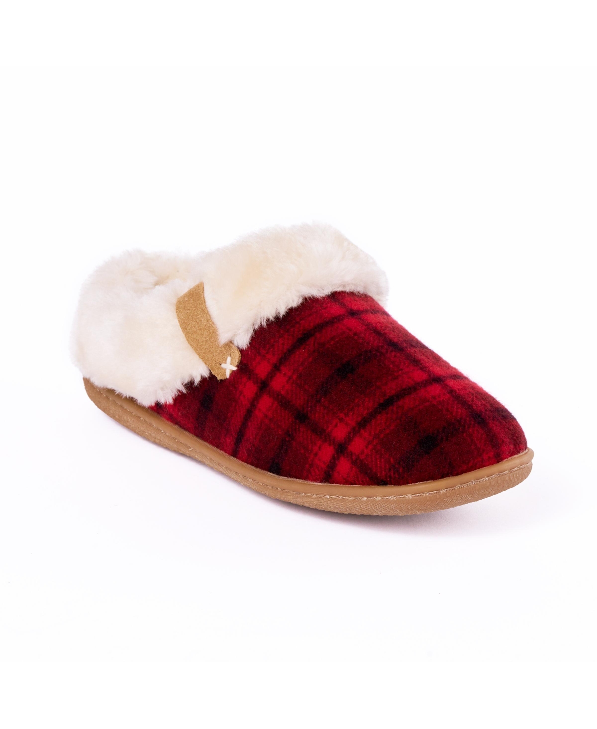 Click here for Minnetonka Womens Camp Collar Scuff Slippers - Red... prices