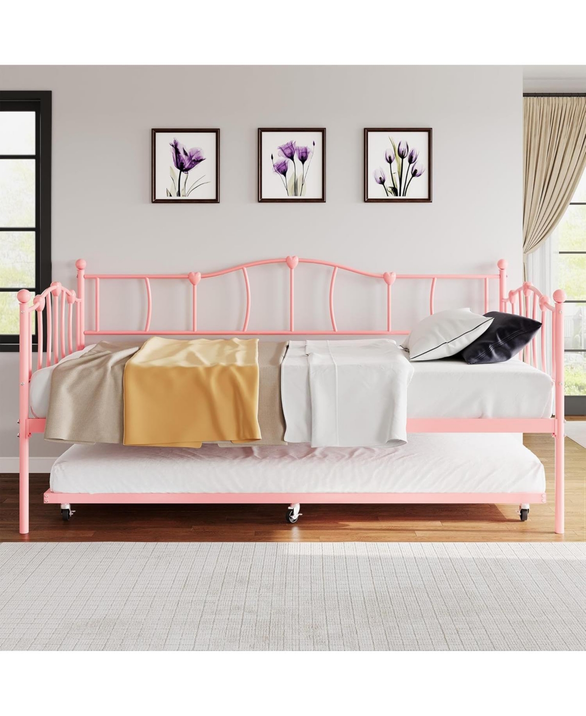 Click here for gaomon Metal Daybed with Trundle Bed  Twin Size Da... prices