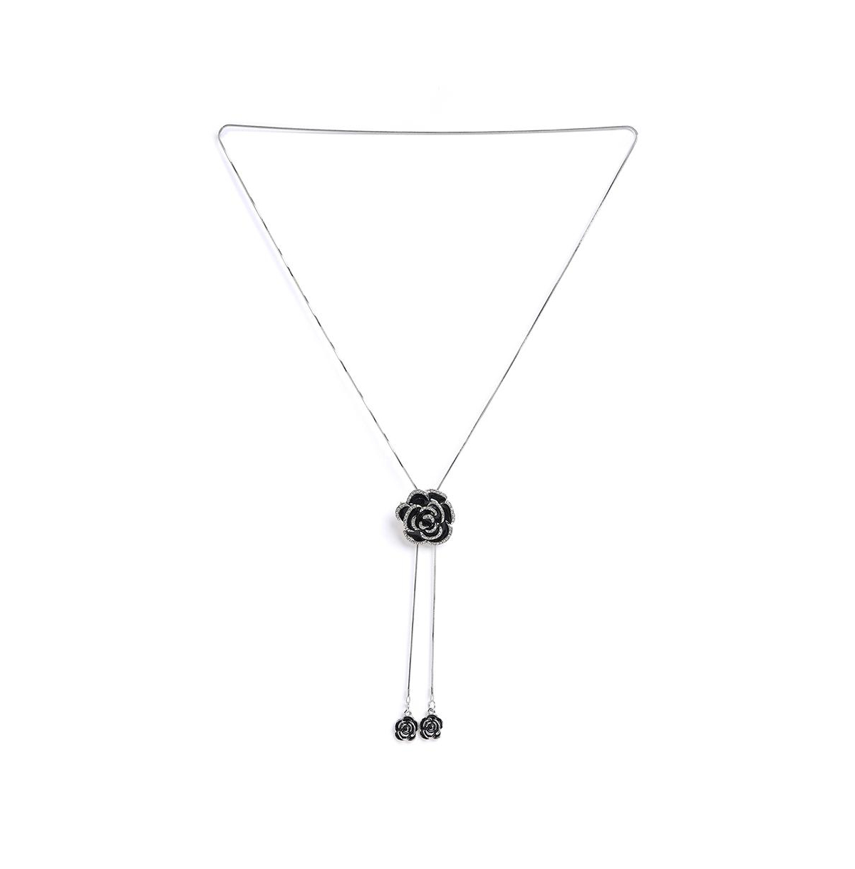 Click here for Sohi Womens Rose Lariat Necklace - Silver prices