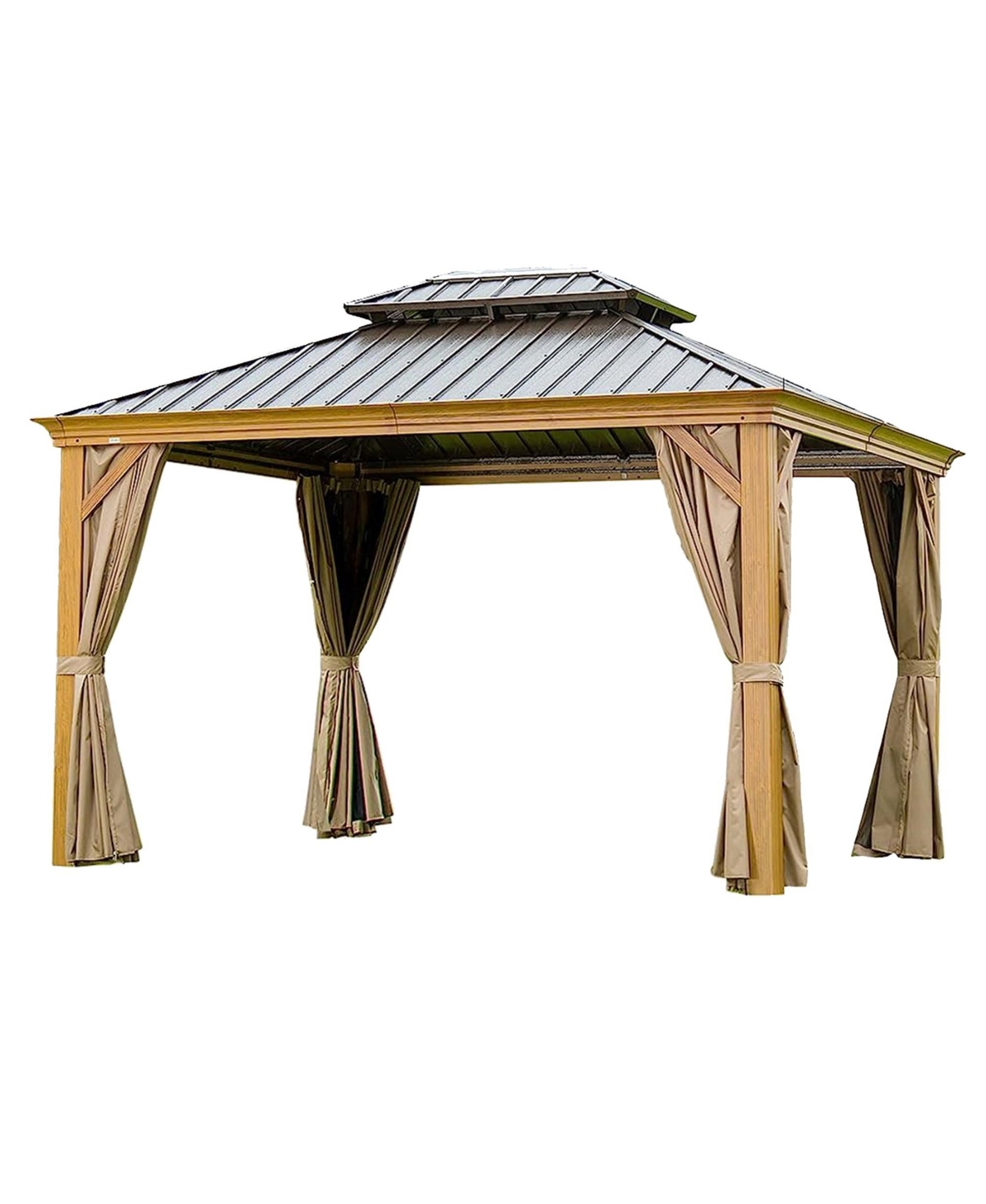 Click here for Clihome 12-ft x 10-ft Hardtop Gazebo Yellow Brown... prices