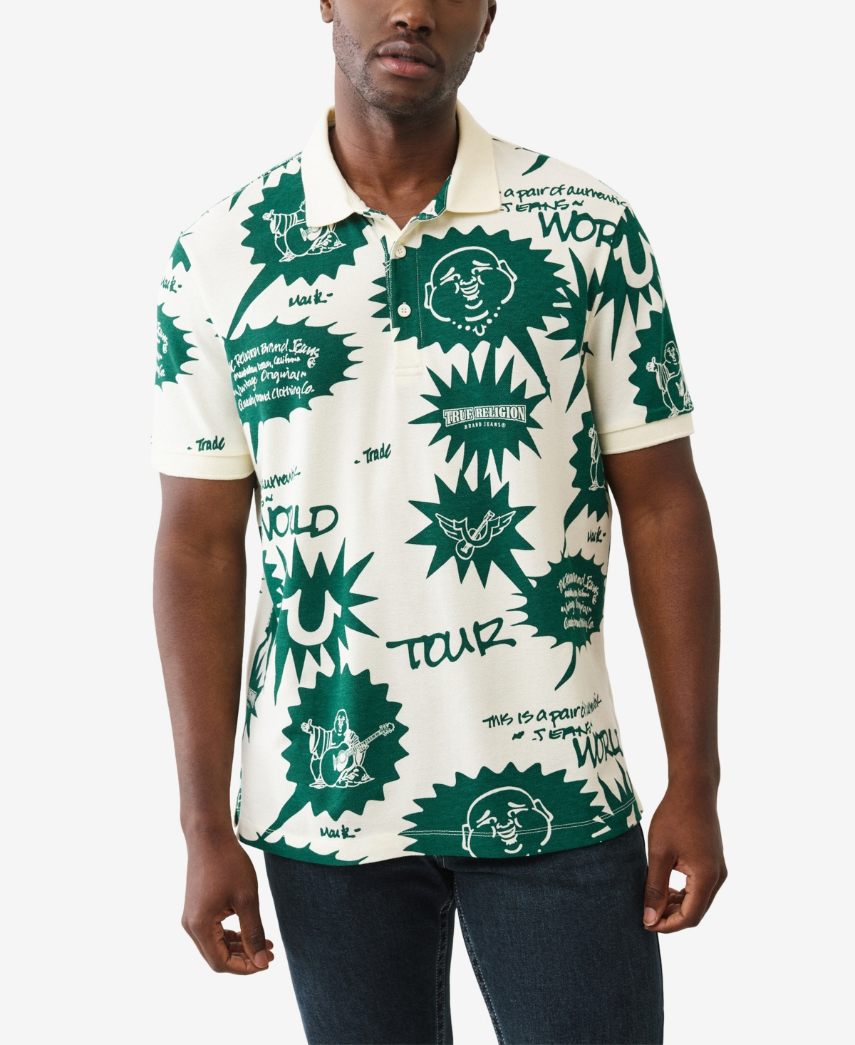 Click here for True Religion Mens All-Over Print Short Sleeve Pol... prices