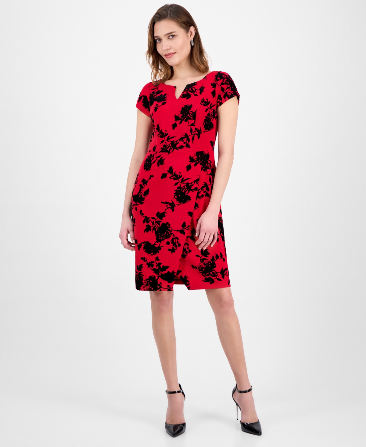 Click here for Connected Womens Printed Scuba Short-Sleeve Sheath... prices