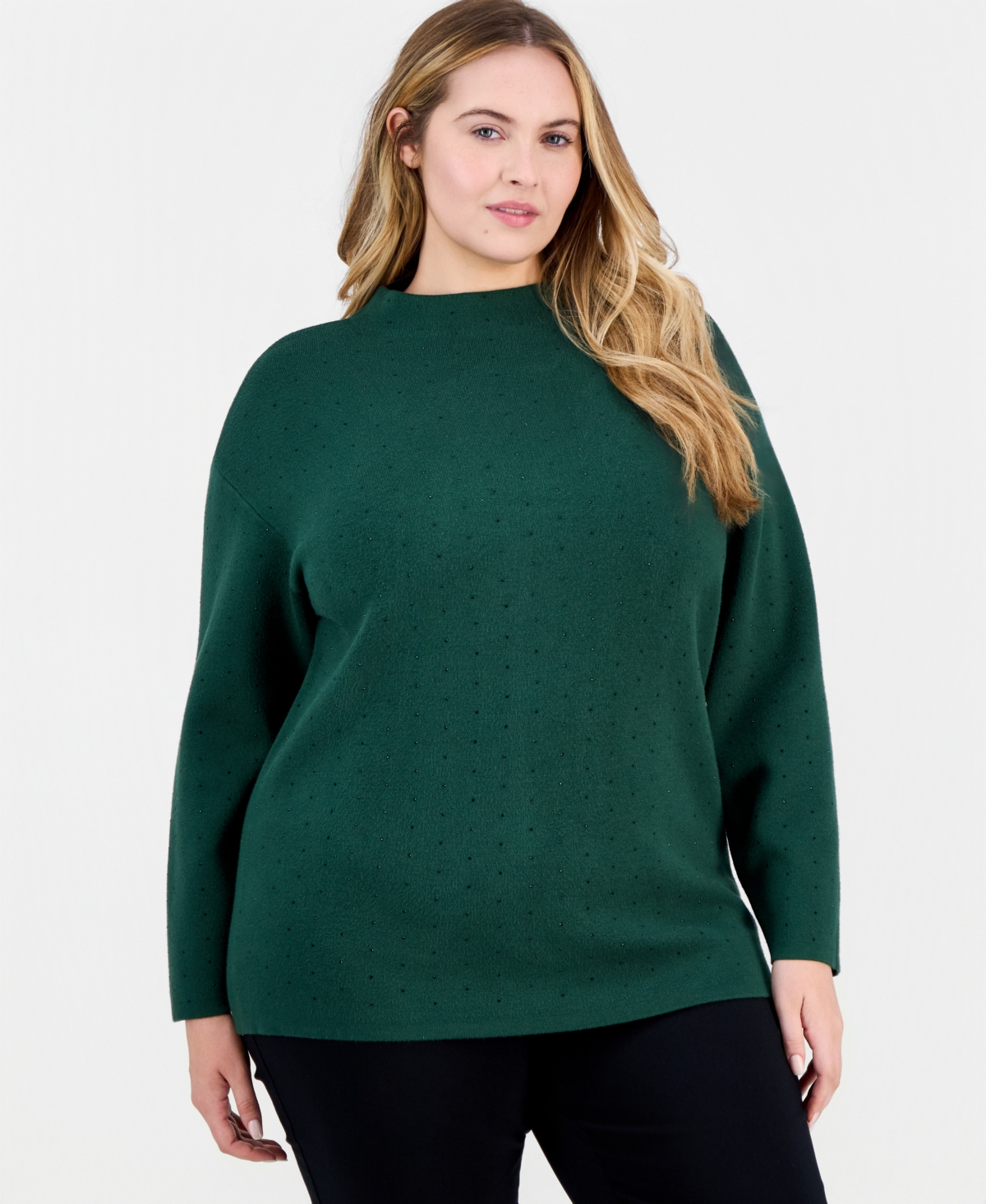 Click here for Jones New York Plus Size Embellished Funnel-Neck S... prices