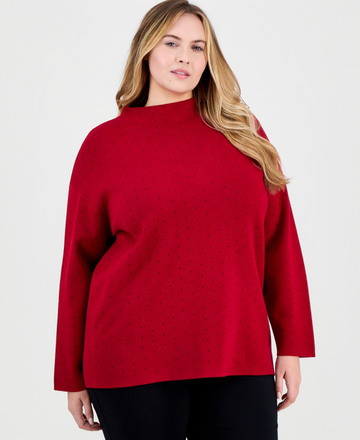 Click here for Jones New York Plus Size Embellished Funnel-Neck S... prices