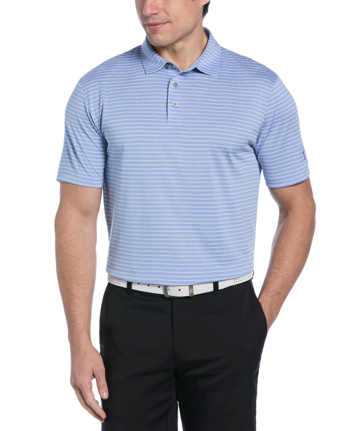 Click here for Pga Tour Mens Heathered Stripe Golf Polo Shirt - A... prices