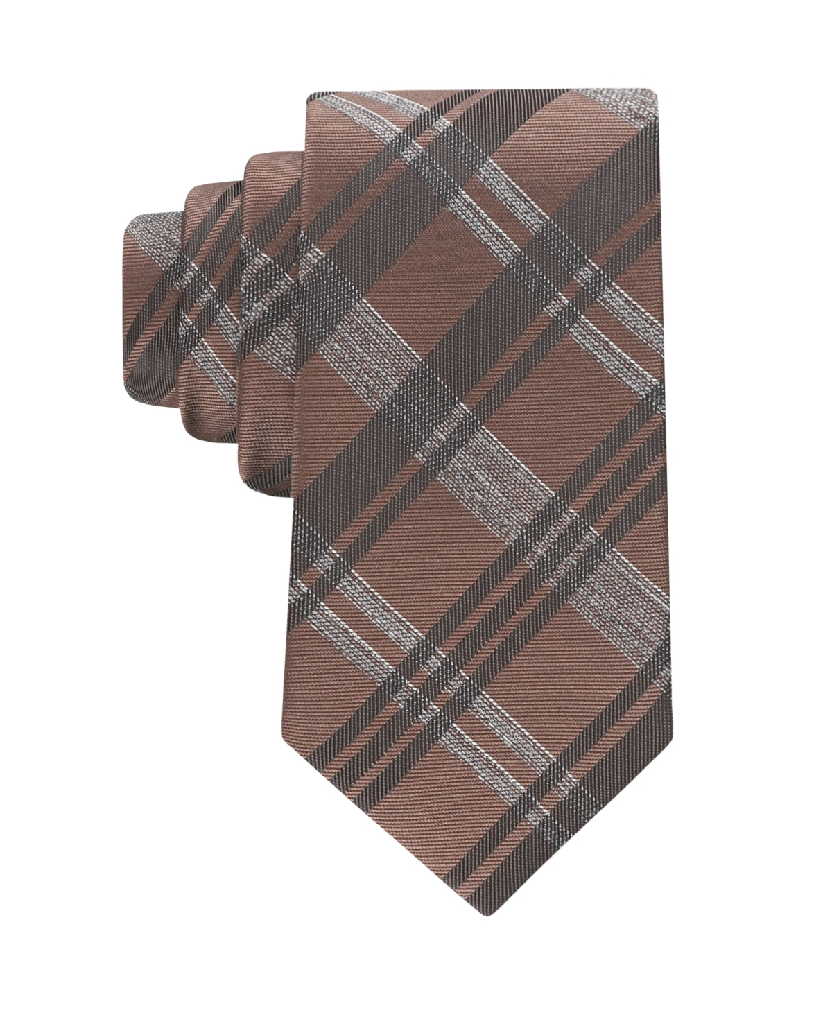 Click here for Calvin Klein Mens Layla Plaid Classic Tie - Brown prices