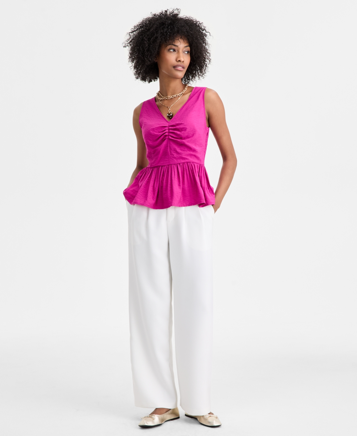 Click here for On 34th Womens Printed Sleeveless Peplum Top  Macy... prices