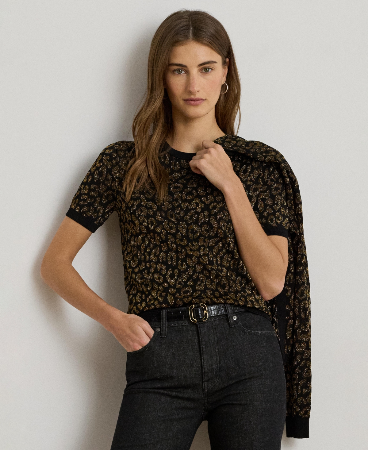 Click here for Lauren Ralph Lauren Womens Ocelot Short Sleeve Swe... prices