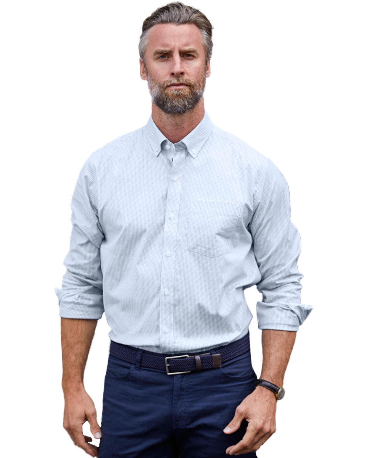 Click here for Cutter & Buck Stretch Oxford Stripe Mens Big and T... prices