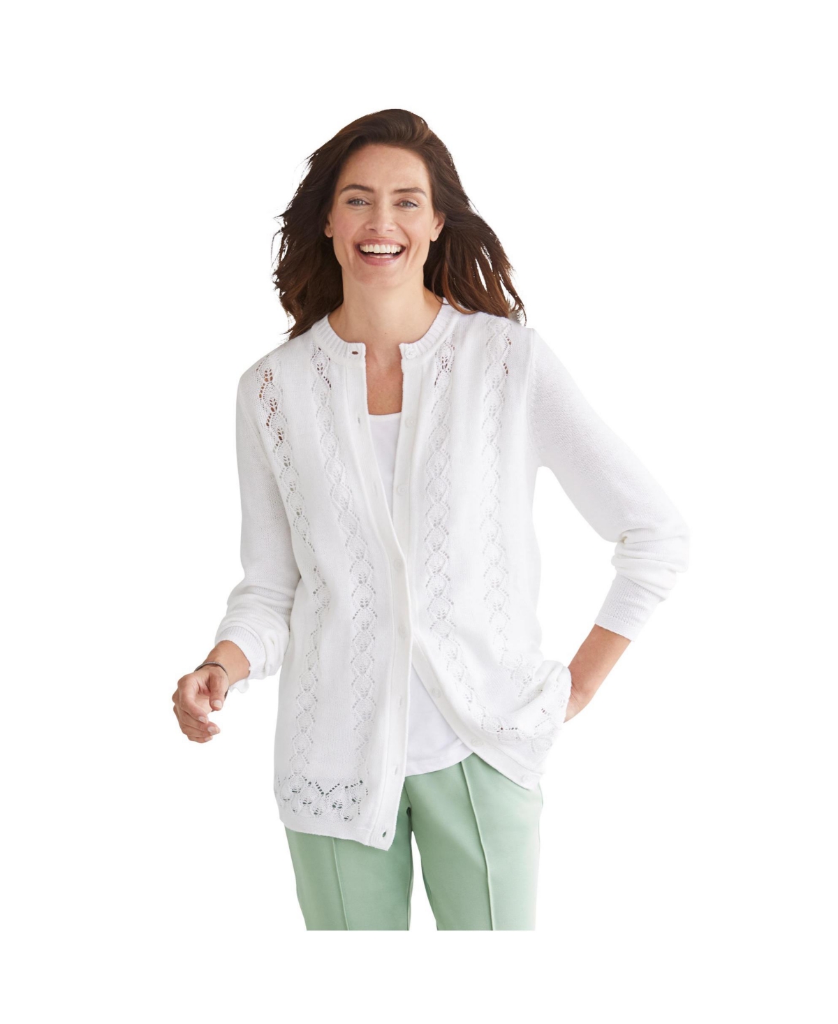 Click here for Woman Within Plus Size Within Long-Sleeve Pointell... prices