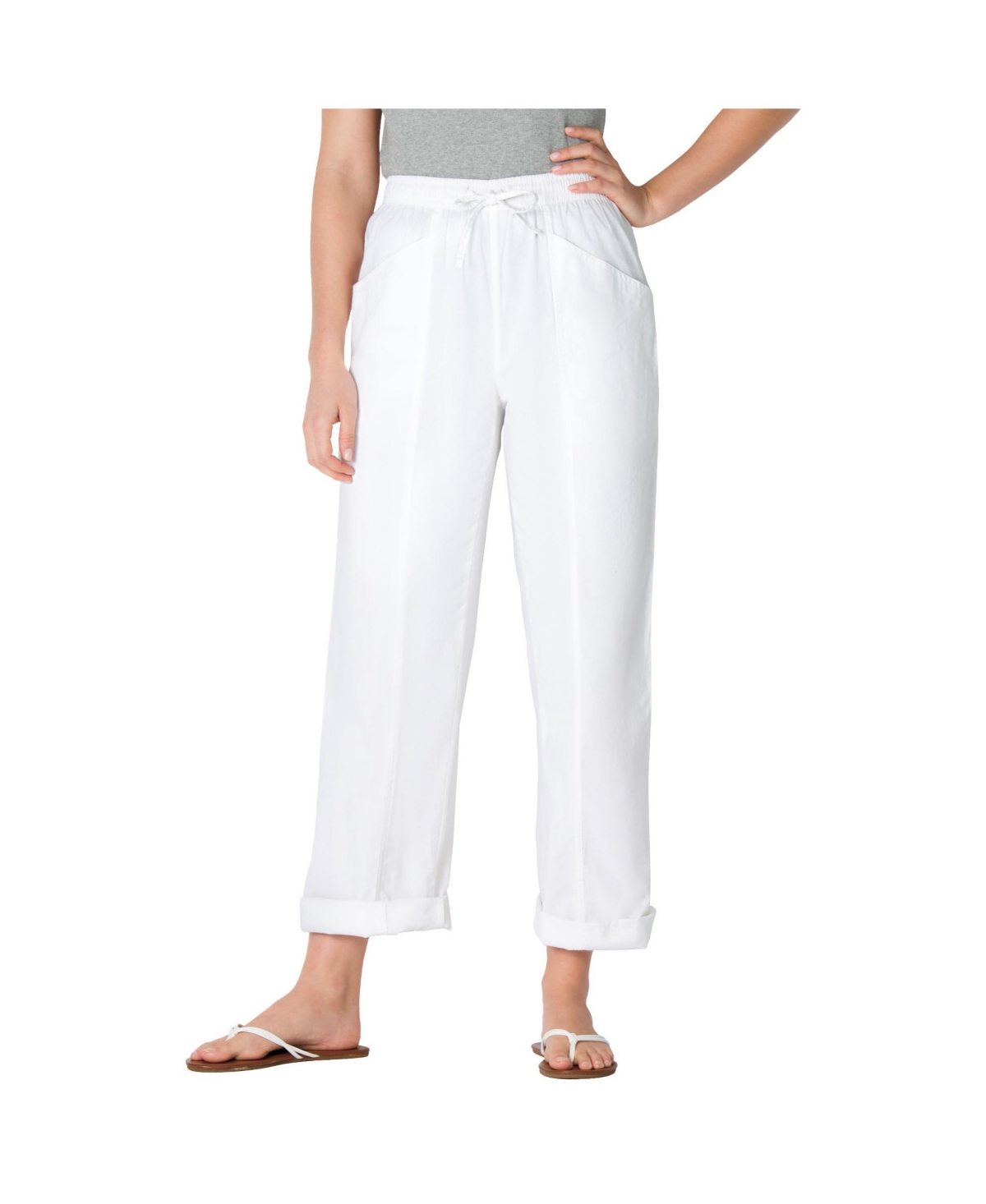 Click here for Woman Within Plus Size The Boardwalk Pant - White prices